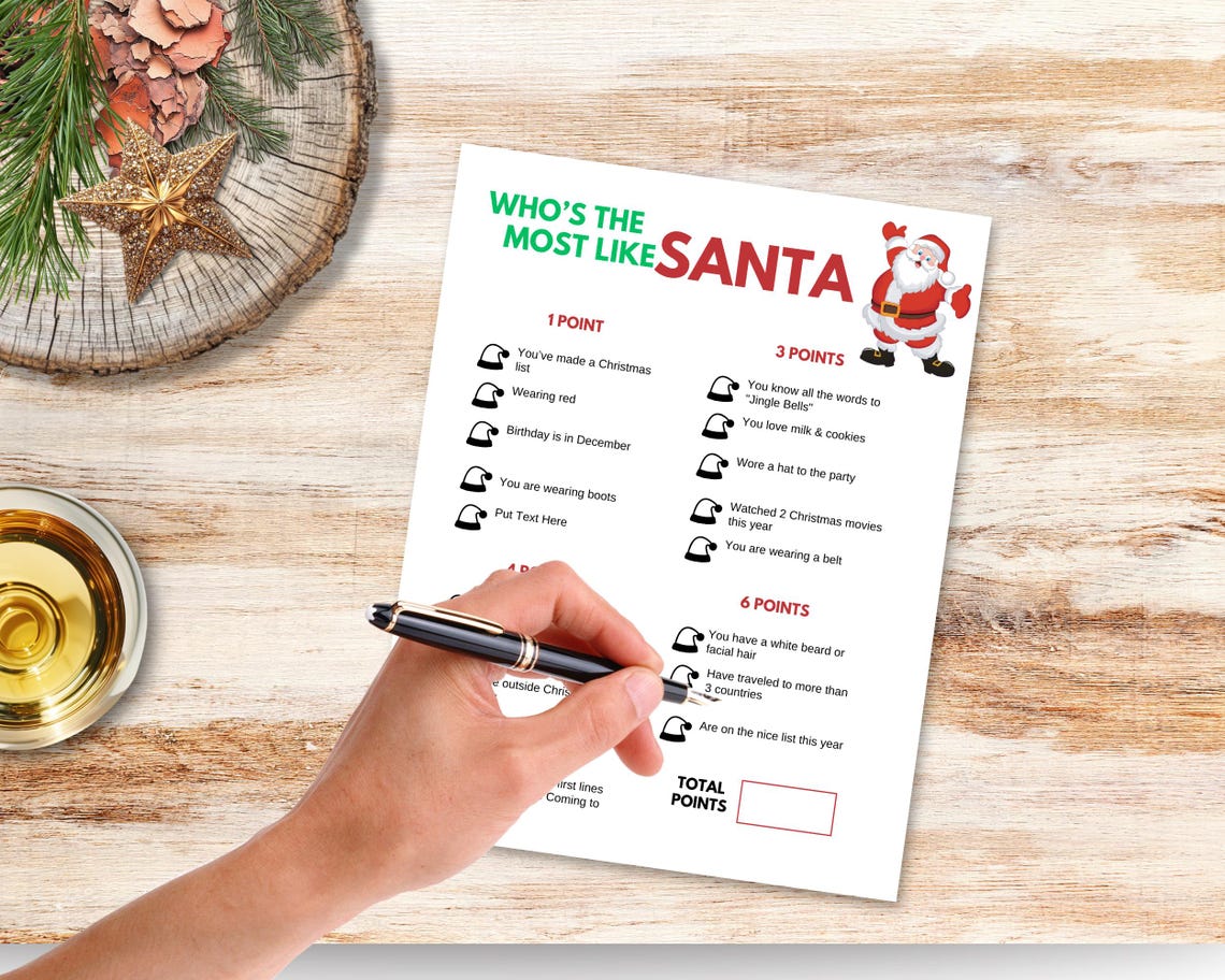 Christmas Who's the Most Like Santa Game Printable - Etsy