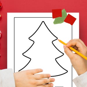 Christmas Torn Paper Craft Printable, Cut and Paste Craft, Christmas ...
