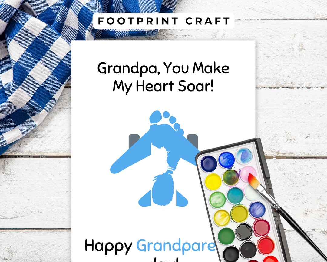 Grandparent's Day Printable Craft: Footprint Airplane for Grandpa ...