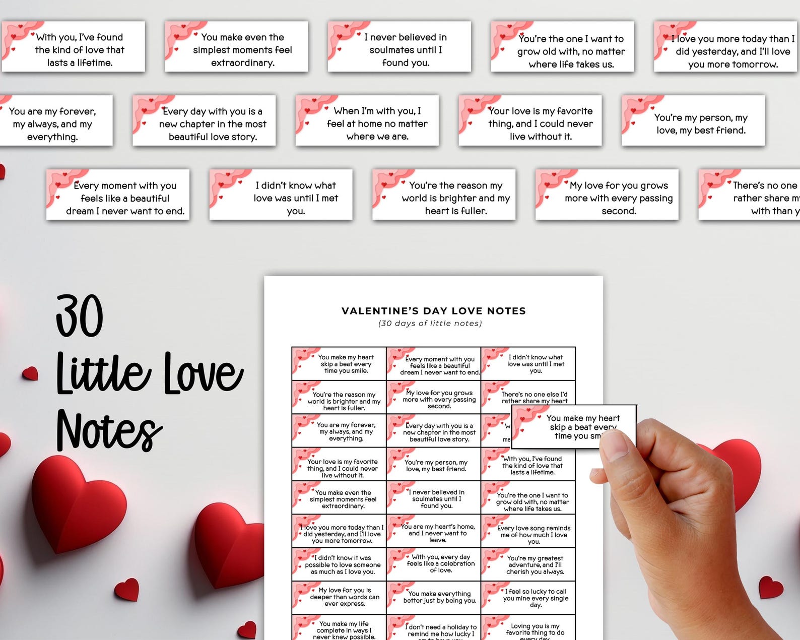 Valentine's Day Love Notes Printable, Message in a Bottle, Love Notes ...