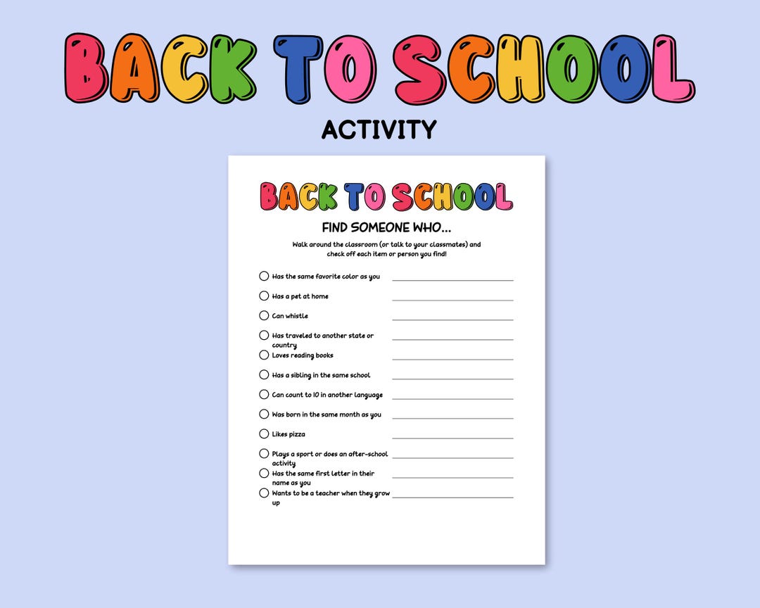 Back to School Find Someone Who Activity Printable, Teacher Resources ...