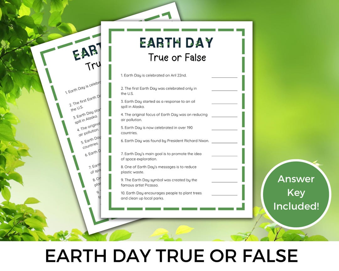 Earth Day True or False Game, Classroom Activity (printable) - Etsy