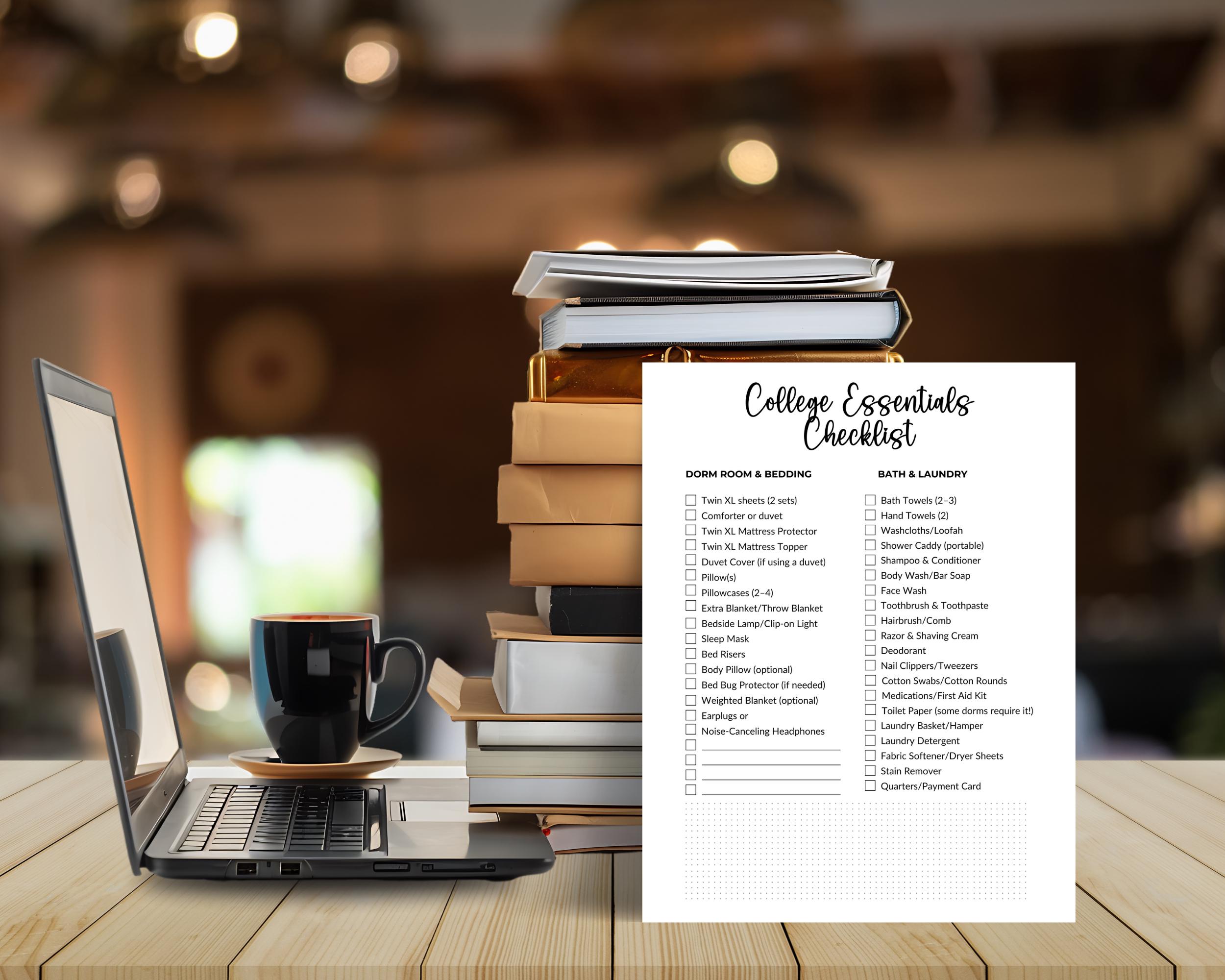 College Essentials Checklist Printable, Moving Checklist, Freshman ...