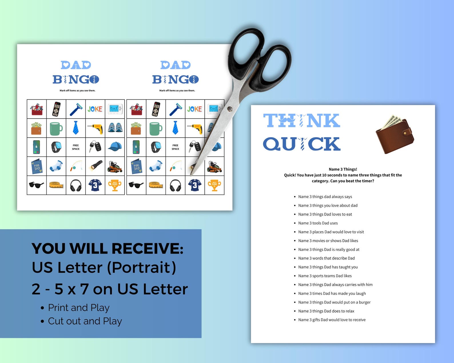 Father's Day Game Bundle, Printable Family Games (digital Download) - Etsy