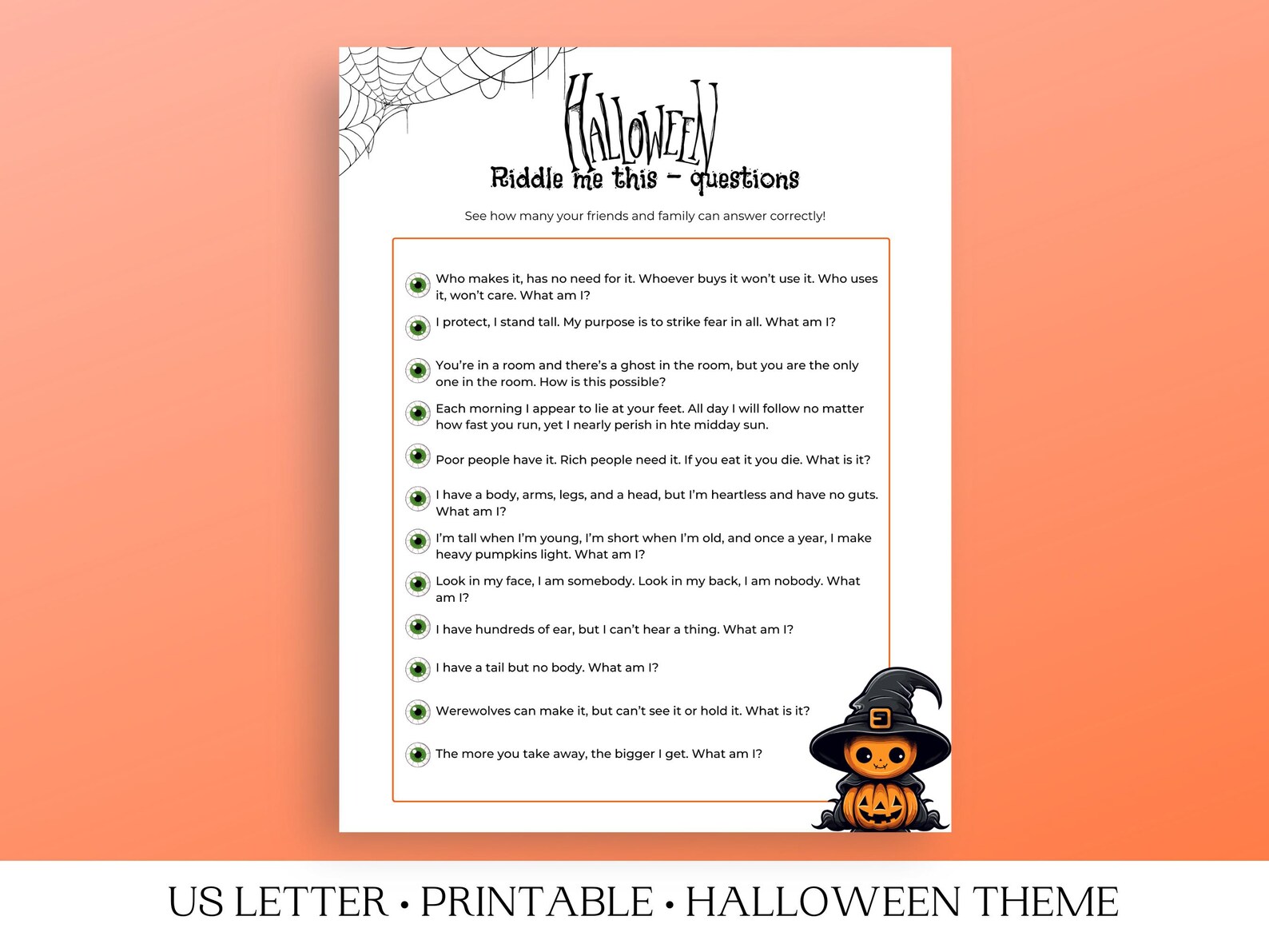 Halloween Riddles Printable, Halloween Activity, Family Fun - Etsy