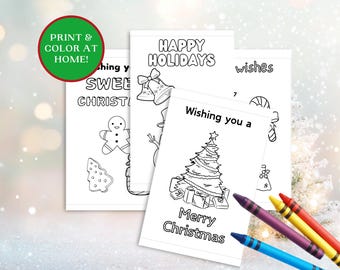 Cartes à colorier de Noël imprimables Cartes de vœux de Noël dessinées ...