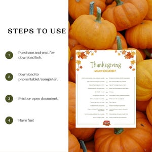 Thanksgiving Would You Rather Game, Family Fun (digital Download) - Etsy