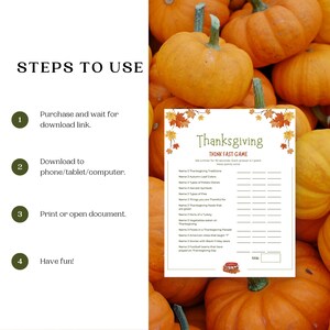 Thanksgiving Think Fast Printable - Etsy