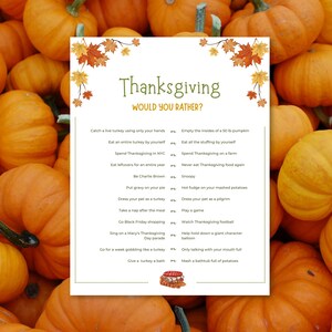 Thanksgiving Would You Rather Printable, Thanksgiving Game, Family Game ...