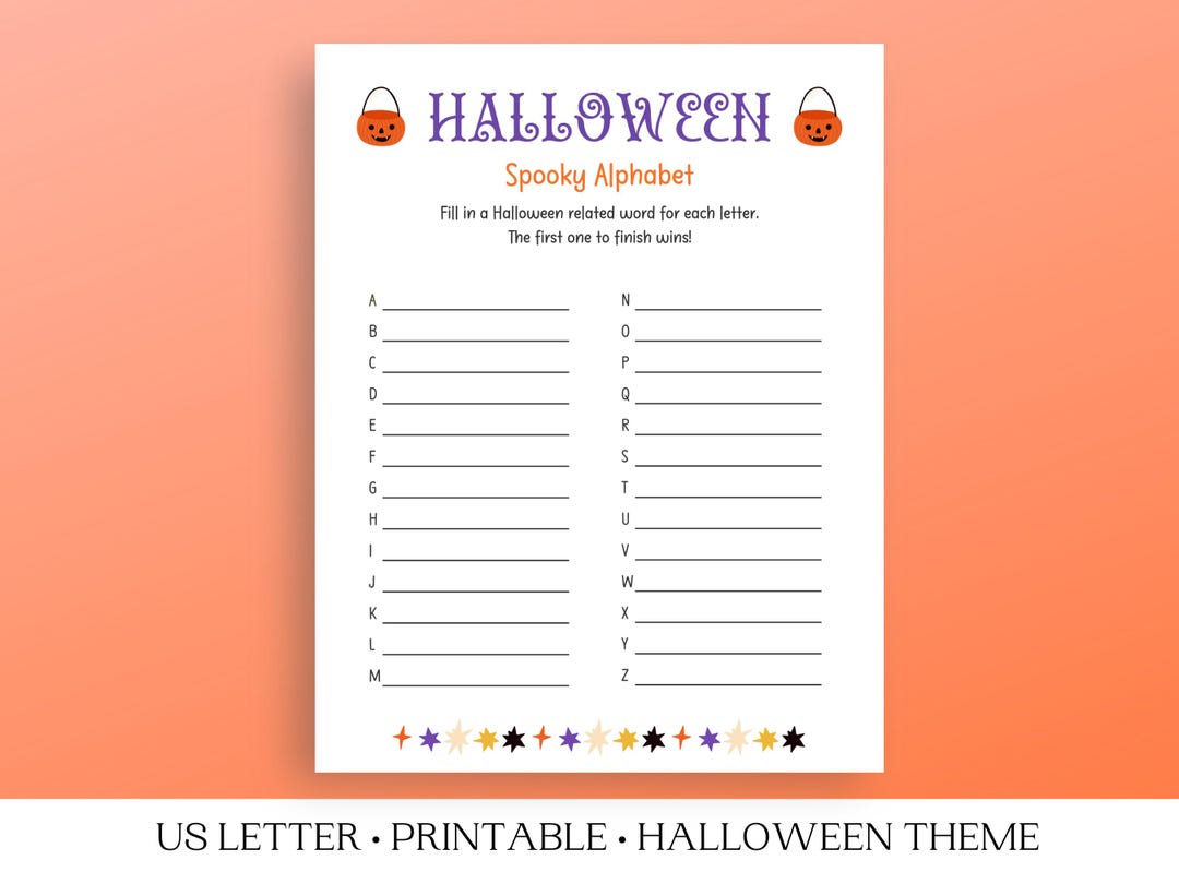 Halloween Alphabet Game Printable, Halloween Activity, Family Fun - Etsy