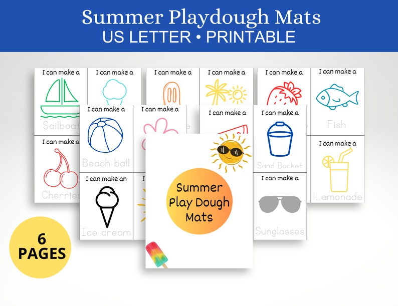 Summer Play Dough Mats, Fine Motor Skills (printable) - Etsy