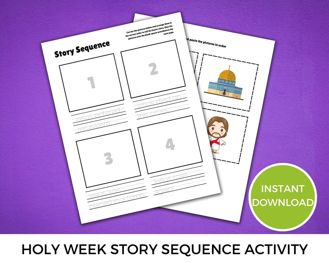Palm Sunday Cut & Paste Story Sequence Activity Printable, Palm Sunday ...