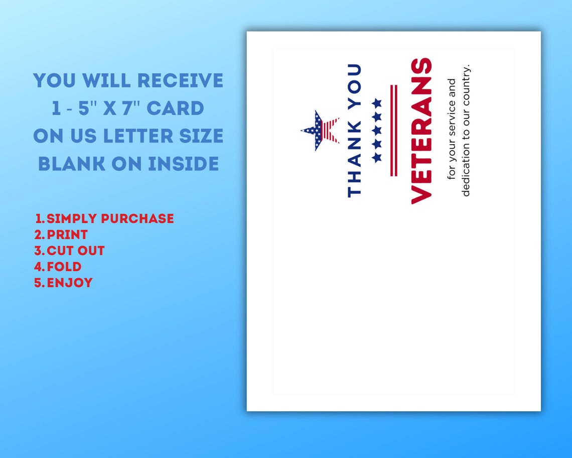 Veteran's Day Card Printable - Etsy