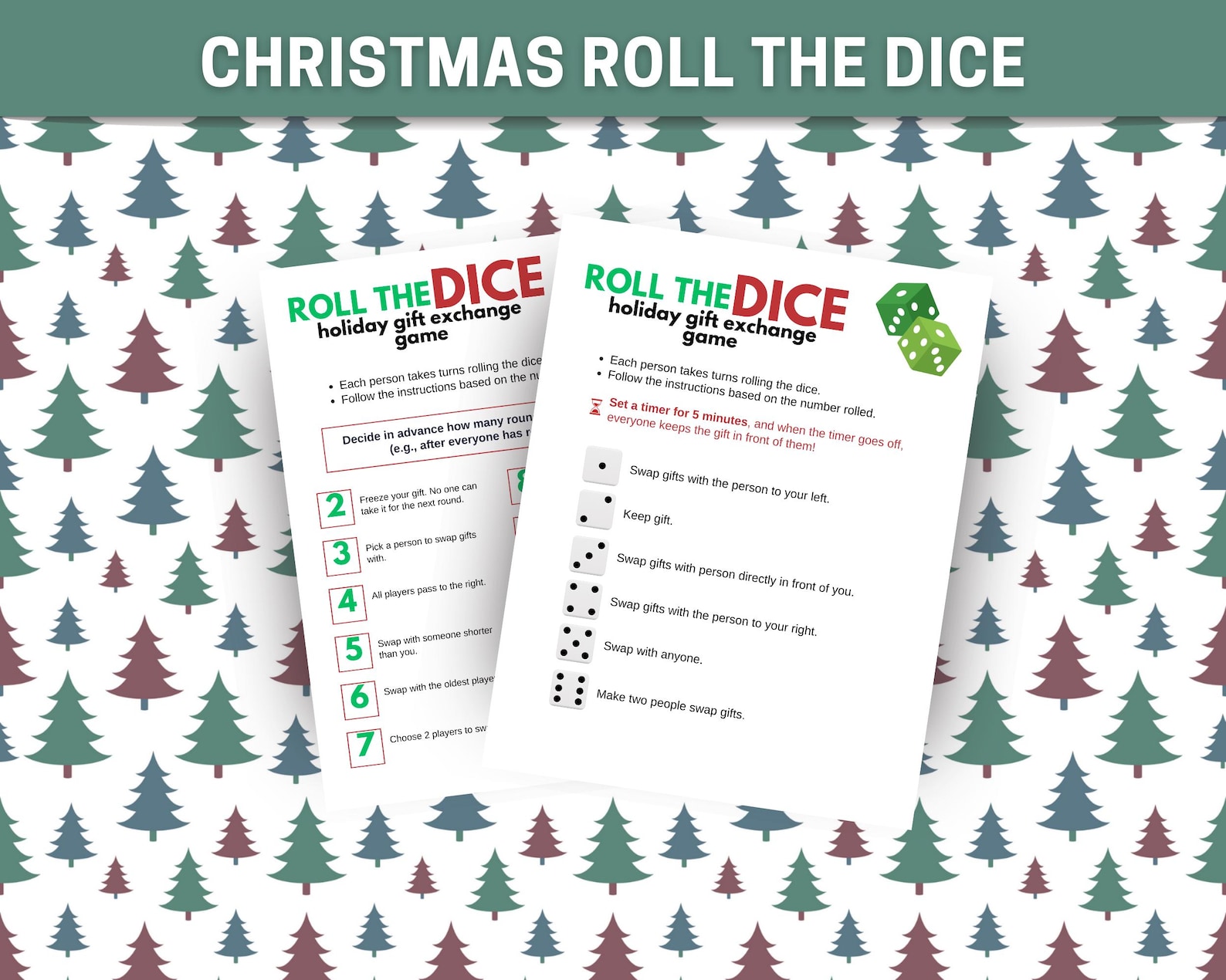 Christmas Roll the Dice Game Printable - Etsy