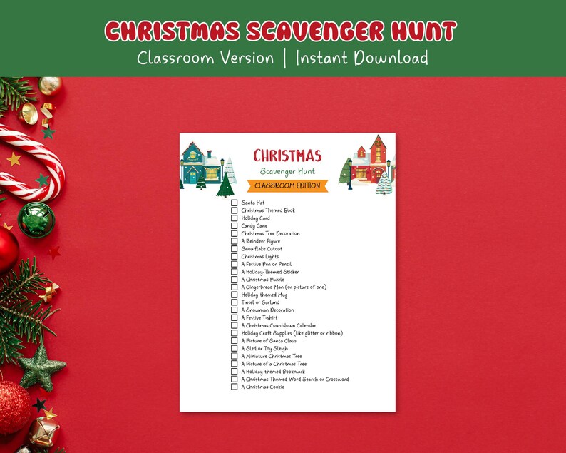 Christmas Scavenger Hunt Printable Classroom Version, Family Fun ...