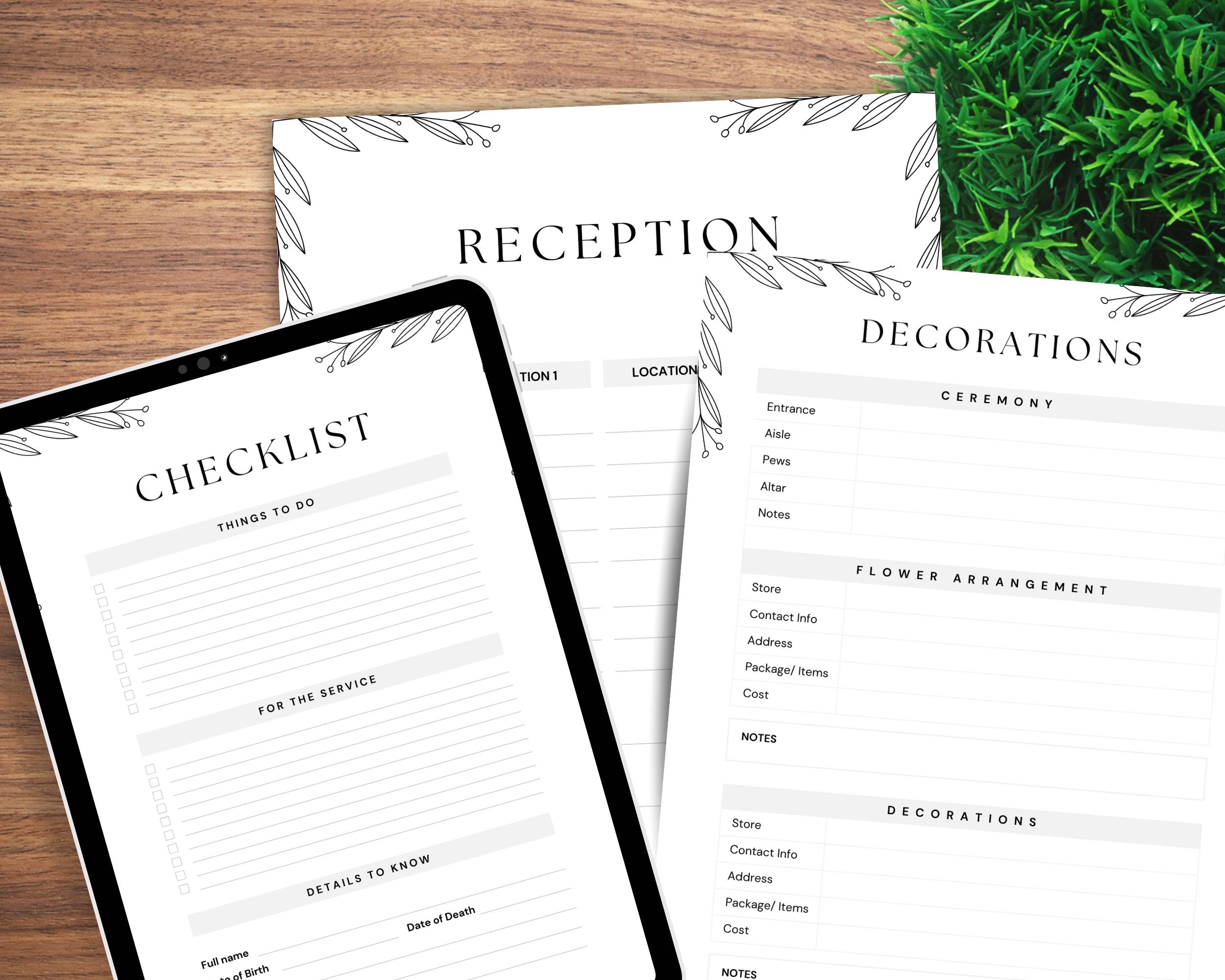 Funeral Service Planner Printable, Funeral Program, Funeral Printable ...