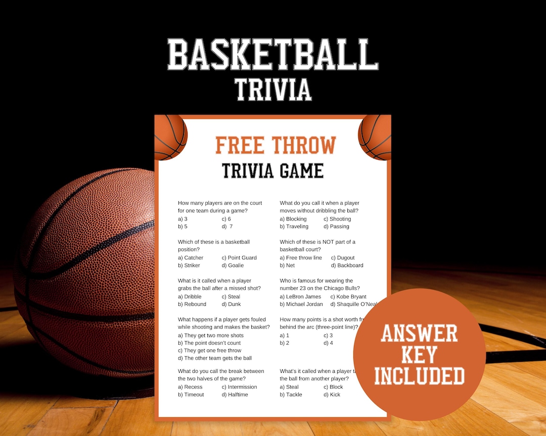 Basketball Trivia Game Printable, Sports Fan, Trivia Night, March ...