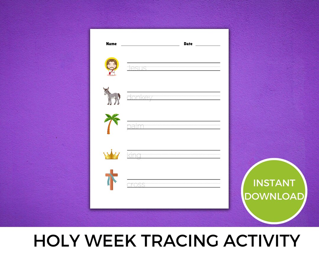 Holy Week Tracing Activity Printable, Palm Sunday Activity, Easter ...