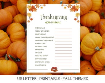 Printable Thanksgiving Word Scramble Game for Kids or Adults With ...