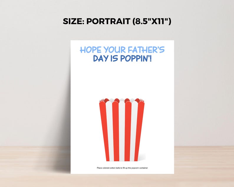 Father's Day Popcorn Craft Printable, Father's Day Crafts, Presents for ...