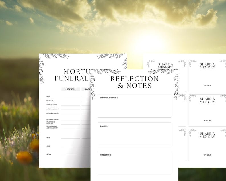 Funeral Service Planner Printable, Memorial Organizer (digital Download ...