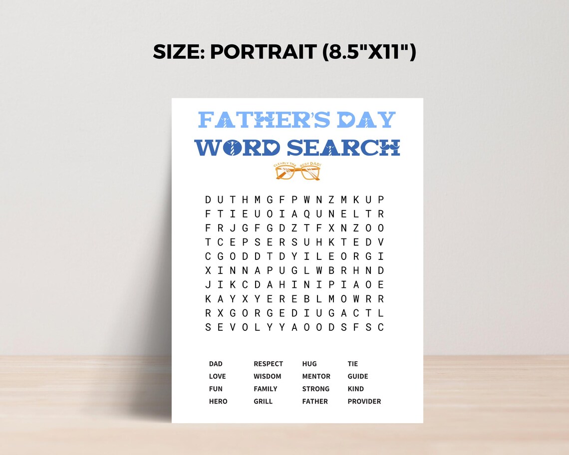 Father's Day Word Search Printable, Fun Father's Day, Family Game Night ...
