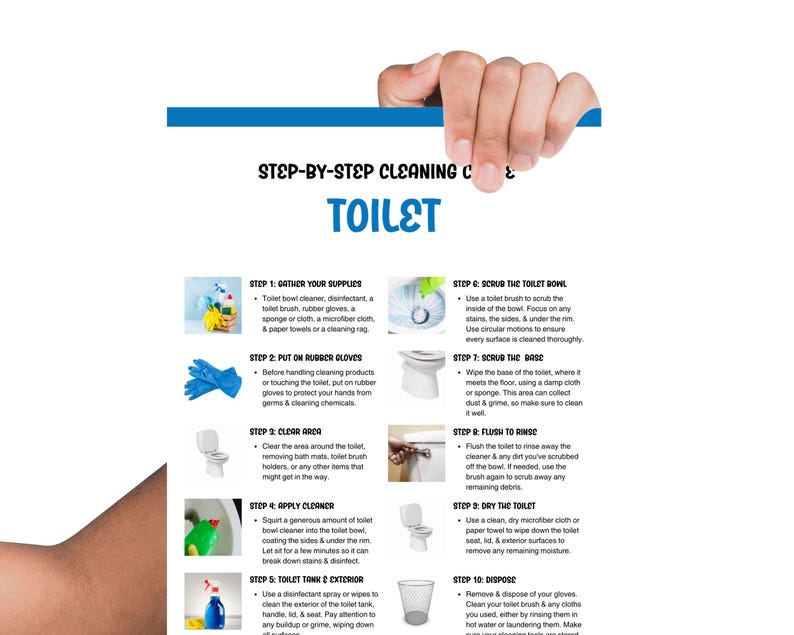 Step-by-step Toilet Cleaning Chore Printable, Young Adult Guides ...