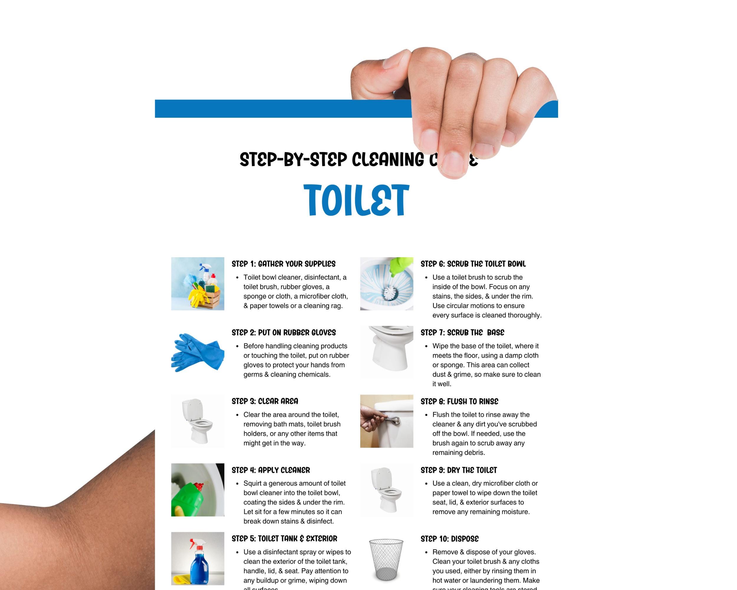Step-by-step Toilet Cleaning Chore Printable, Young Adult Guides ...