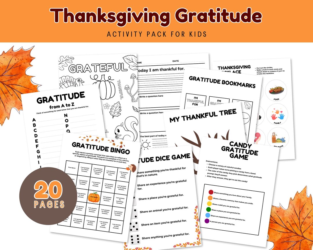 Thanksgiving Gratitude Activity Pack Printable - Etsy