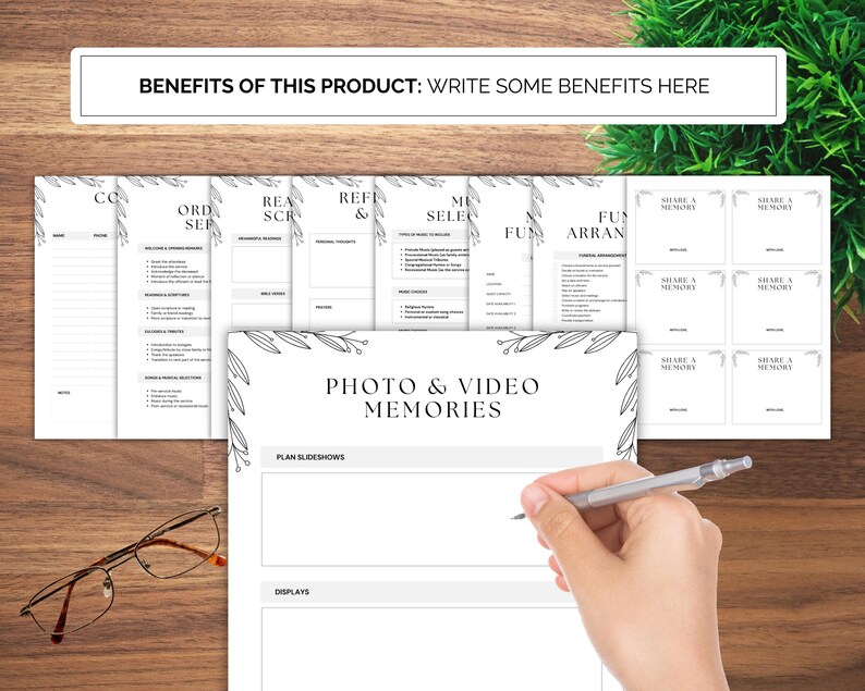 Funeral Service Planner Printable, Memorial Organizer (digital Download ...
