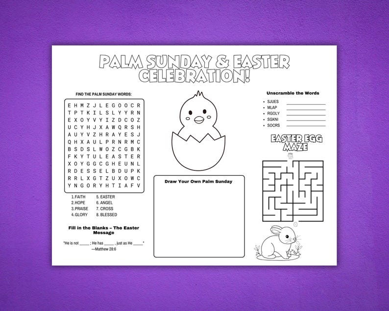 Holy Week Coloring Placemat Printable, Palm Sunday Activity, Easter ...