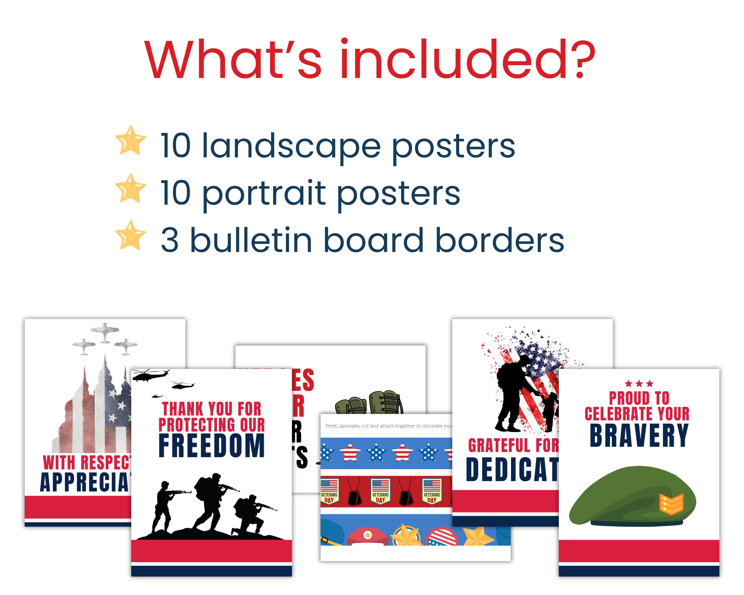 Veteran's Day Bulletin Board Kit Printable - Etsy