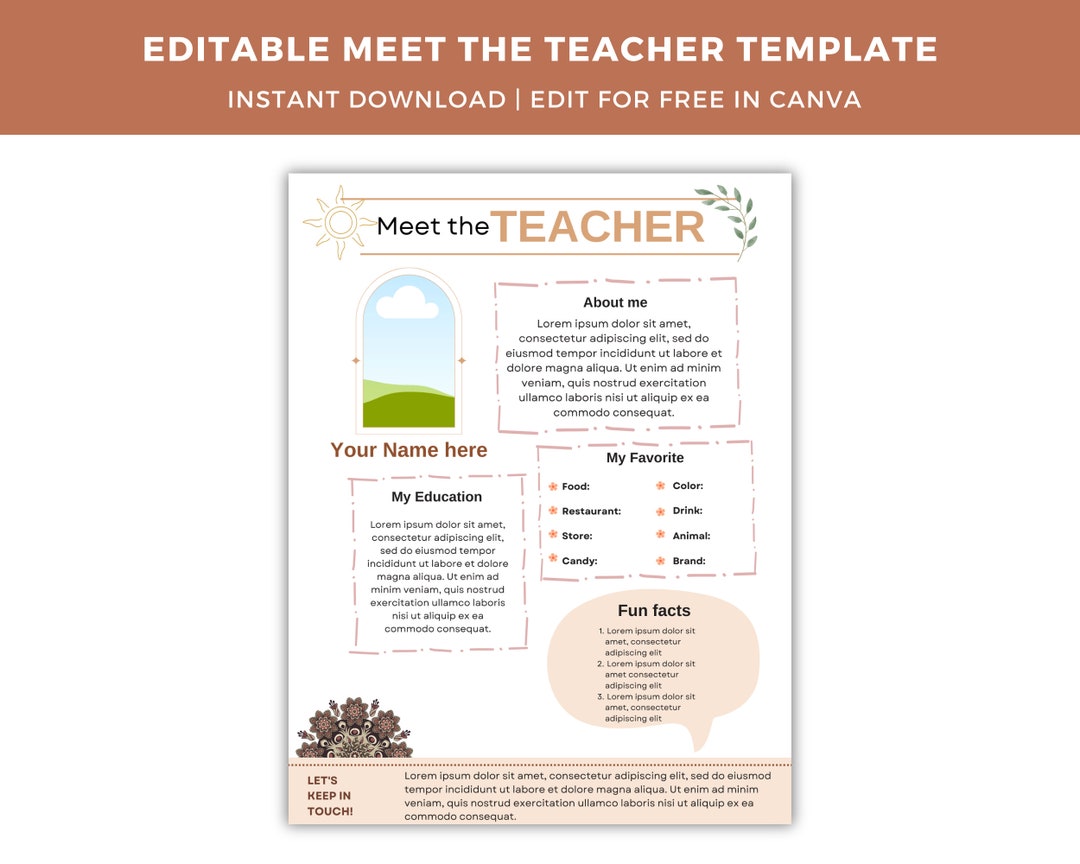 Meet the Teacher Canva Template Boho - Etsy
