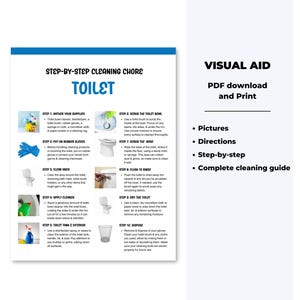 Step-by-step Toilet Cleaning Chore Printable, Young Adult Guides ...