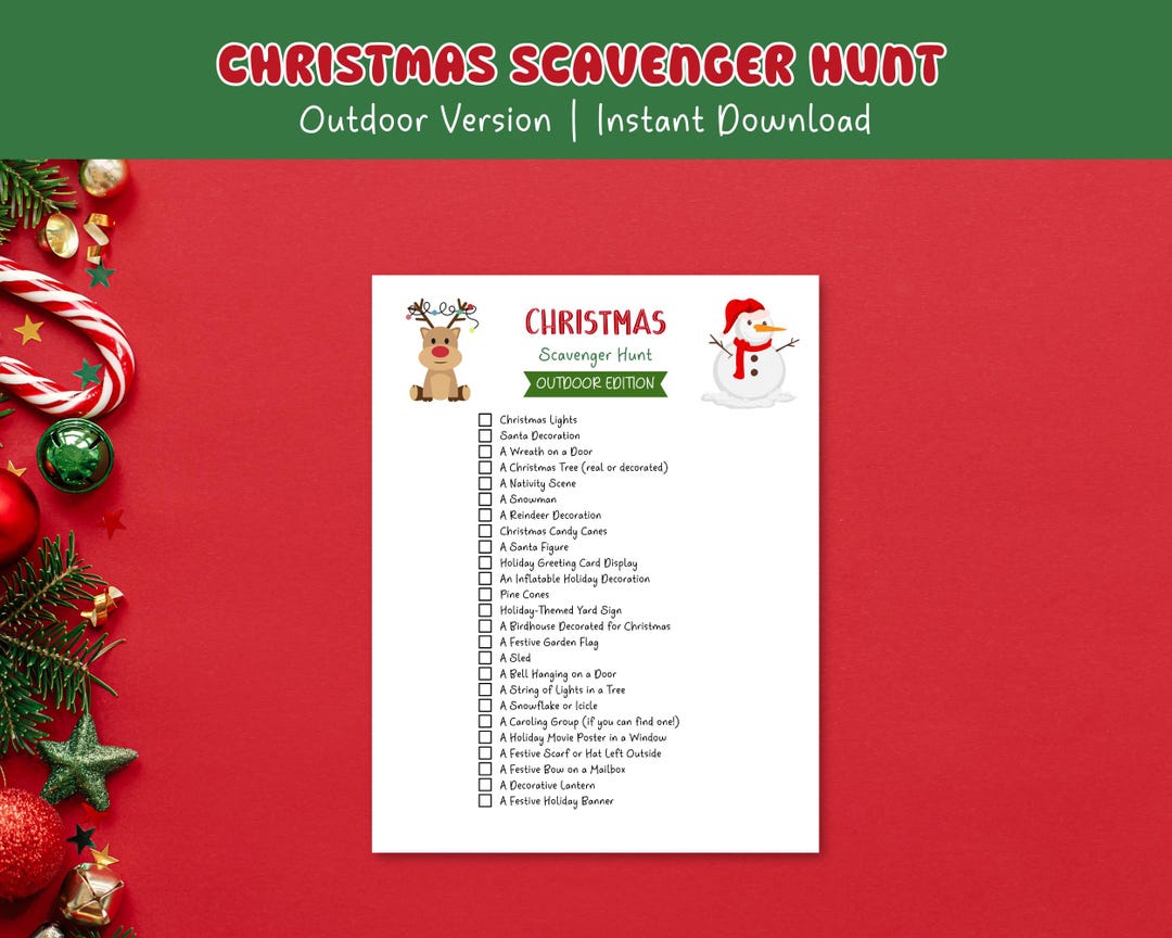 Christmas Scavenger Hunt Printable Outdoor Version, Family Fun ...