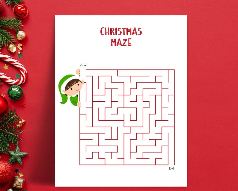 Christmas Maze Printable, Classroom Activity, Christmas Fun Game - Etsy