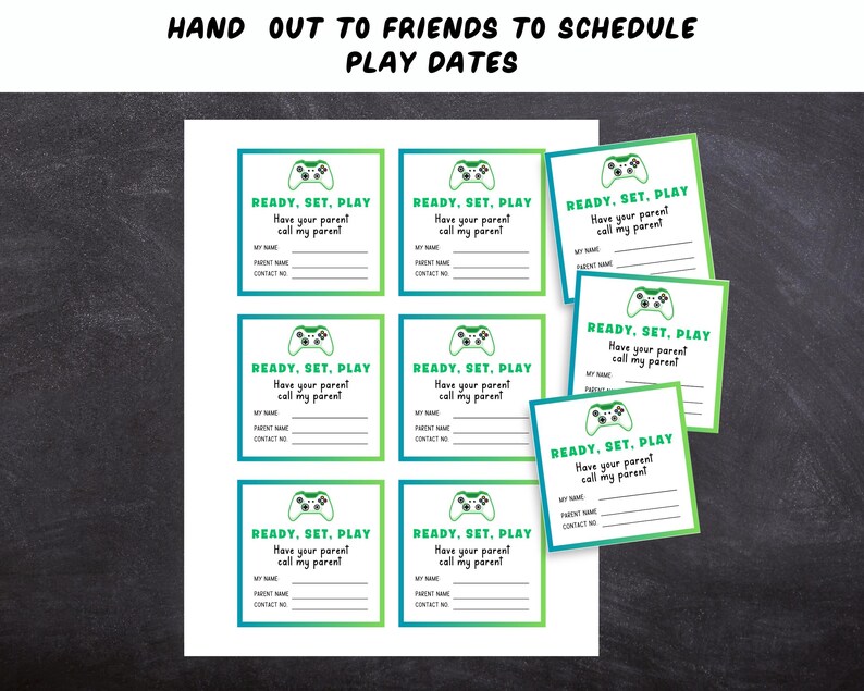 Gamer Playdate Cards Printable - Etsy