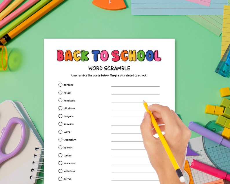 Back to School Word Scramble Printable, Teacher Resources, First Day ...