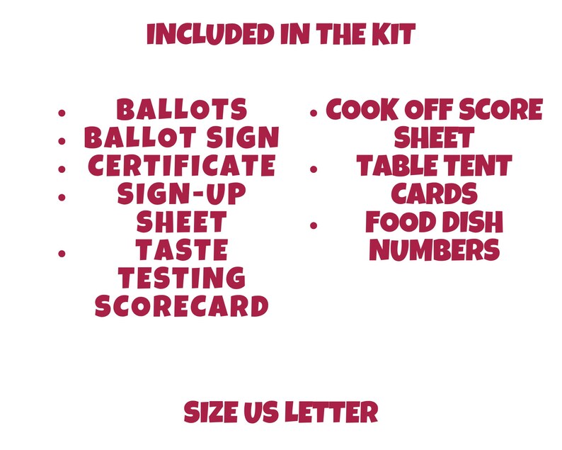 Editable Food Contest Kit – Printable Ballots & Scorecards (instant ...