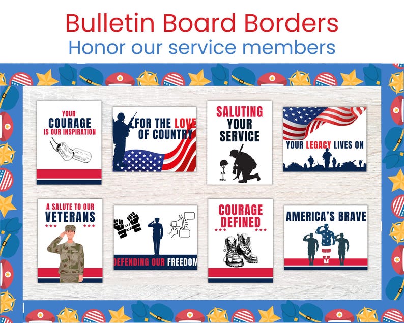 Veteran's Day Bulletin Board Kit Printable - Etsy