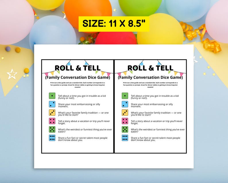 Family Reunion Roll & Tell Game Printable, Reunion Games, Family ...