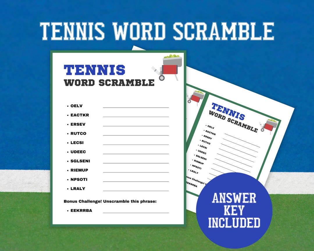 Tennis Word Scramble Game, Printable Trivia (digital Download) - Etsy