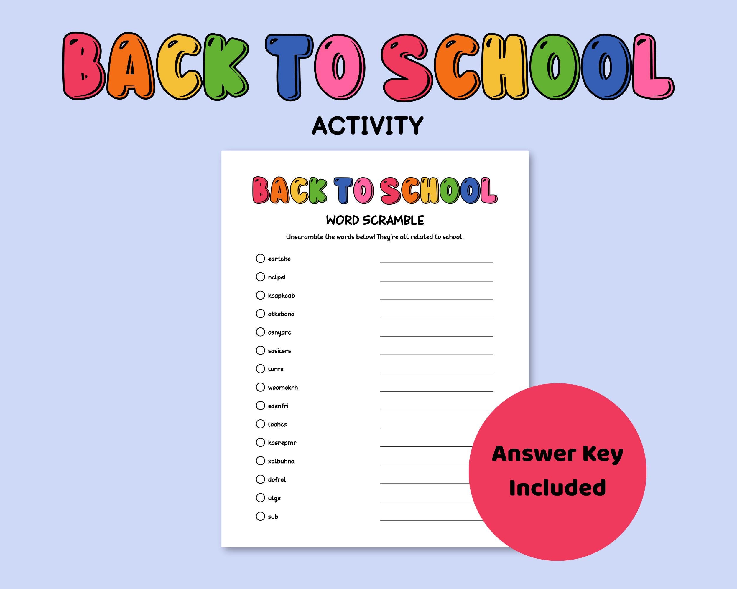 Back to School Word Scramble Printable, Teacher Resources, First Day ...