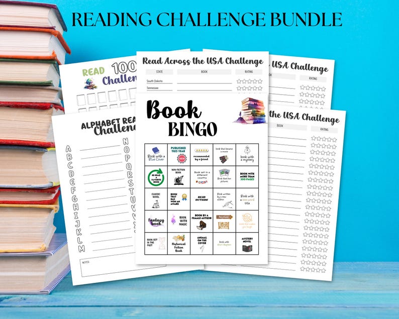 Reading Challenge Bundle, Book Tracker, Reading List, Reading Progress ...