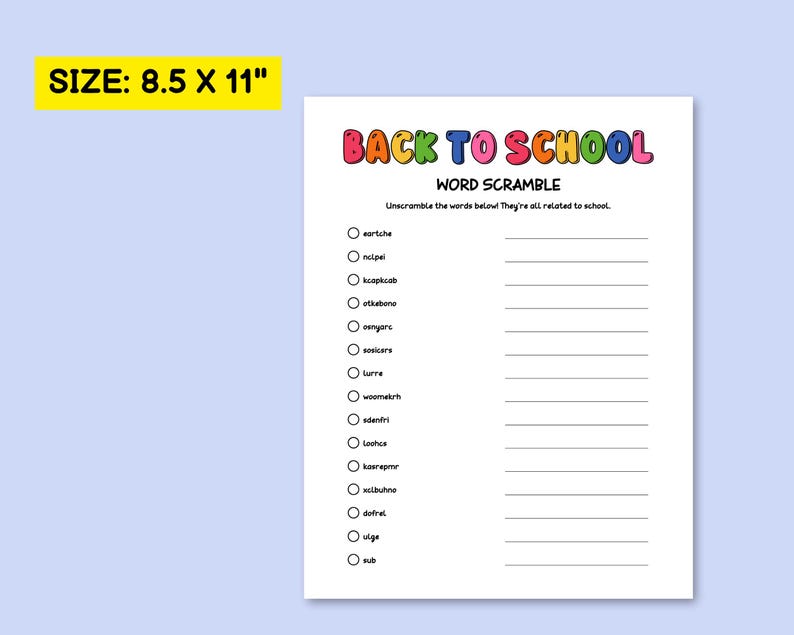 Back to School Word Scramble Printable, Teacher Resources, First Day ...