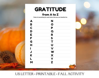 Gratitude Alphabet Activity Worksheet/ Thanksgiving / Gratitude From A ...