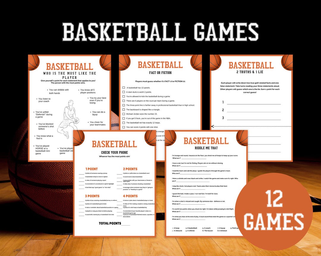 Basketball Games Printable Bundle, Sports Fan, Trivia Night, March ...