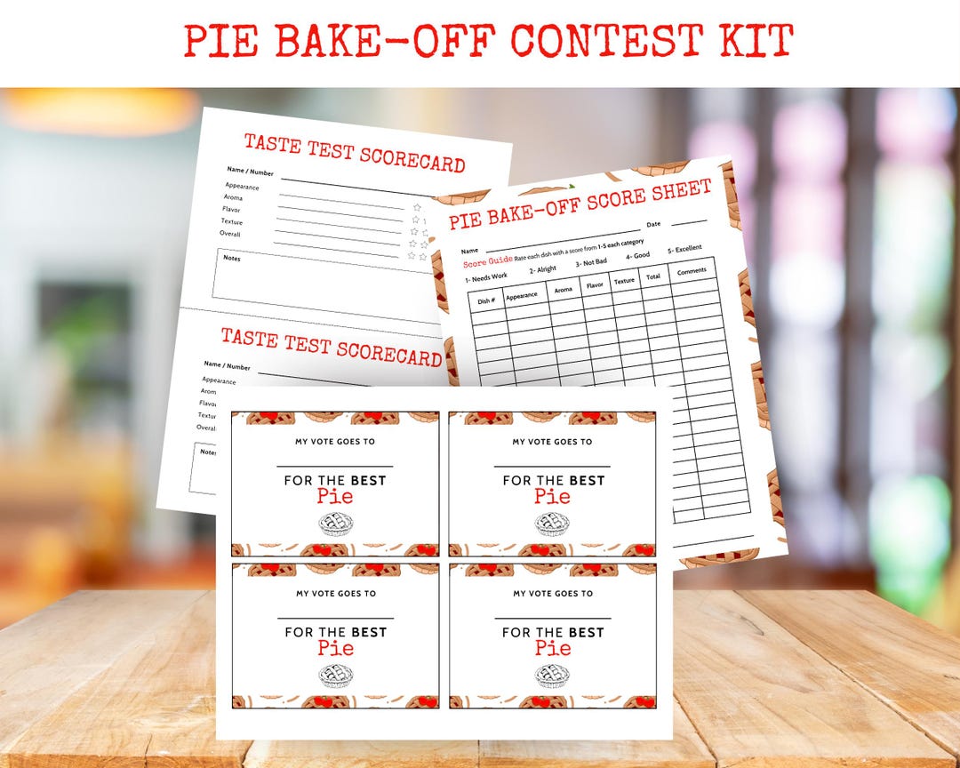 Pie Bake-off Contest Kit – Printable Scorecards and Ballots (digital ...