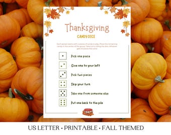Thanksgiving Candy Dice Game, Printable Thanksgiving Games, Family ...