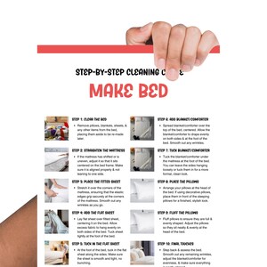 Step-by-step Make Bed Chore Printable, Young Adult Guides, Independent ...